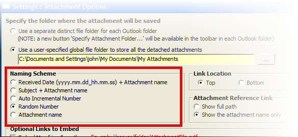What are the naming schemes that Attachment Manager supports for the ...